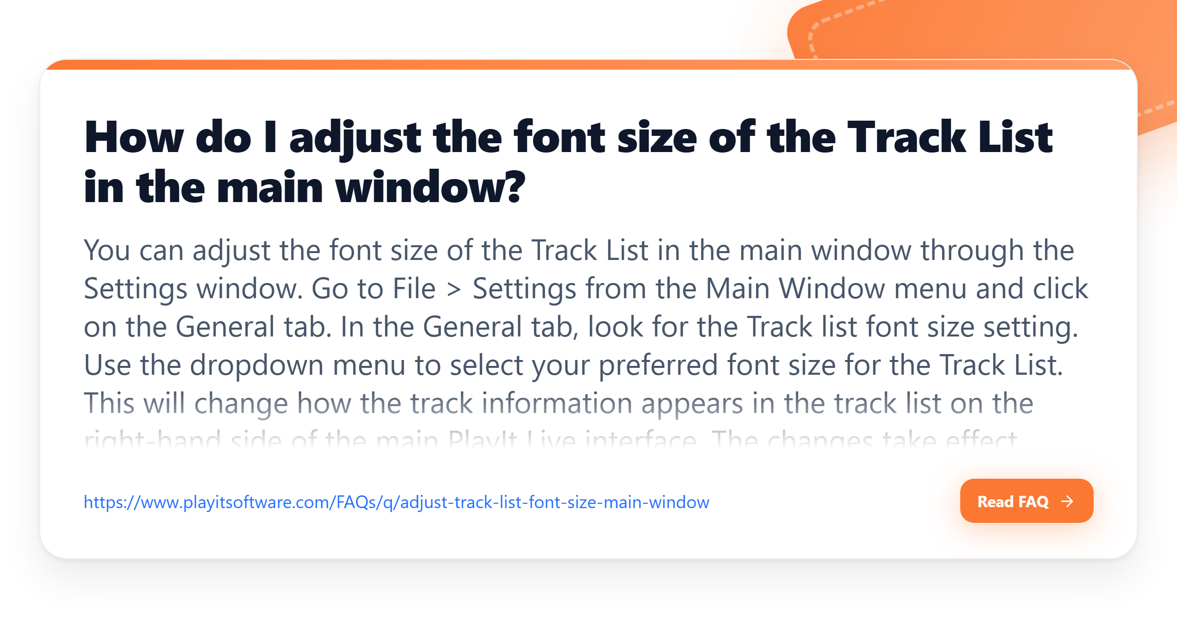 How do I adjust the font size of the Track List in the main window ...