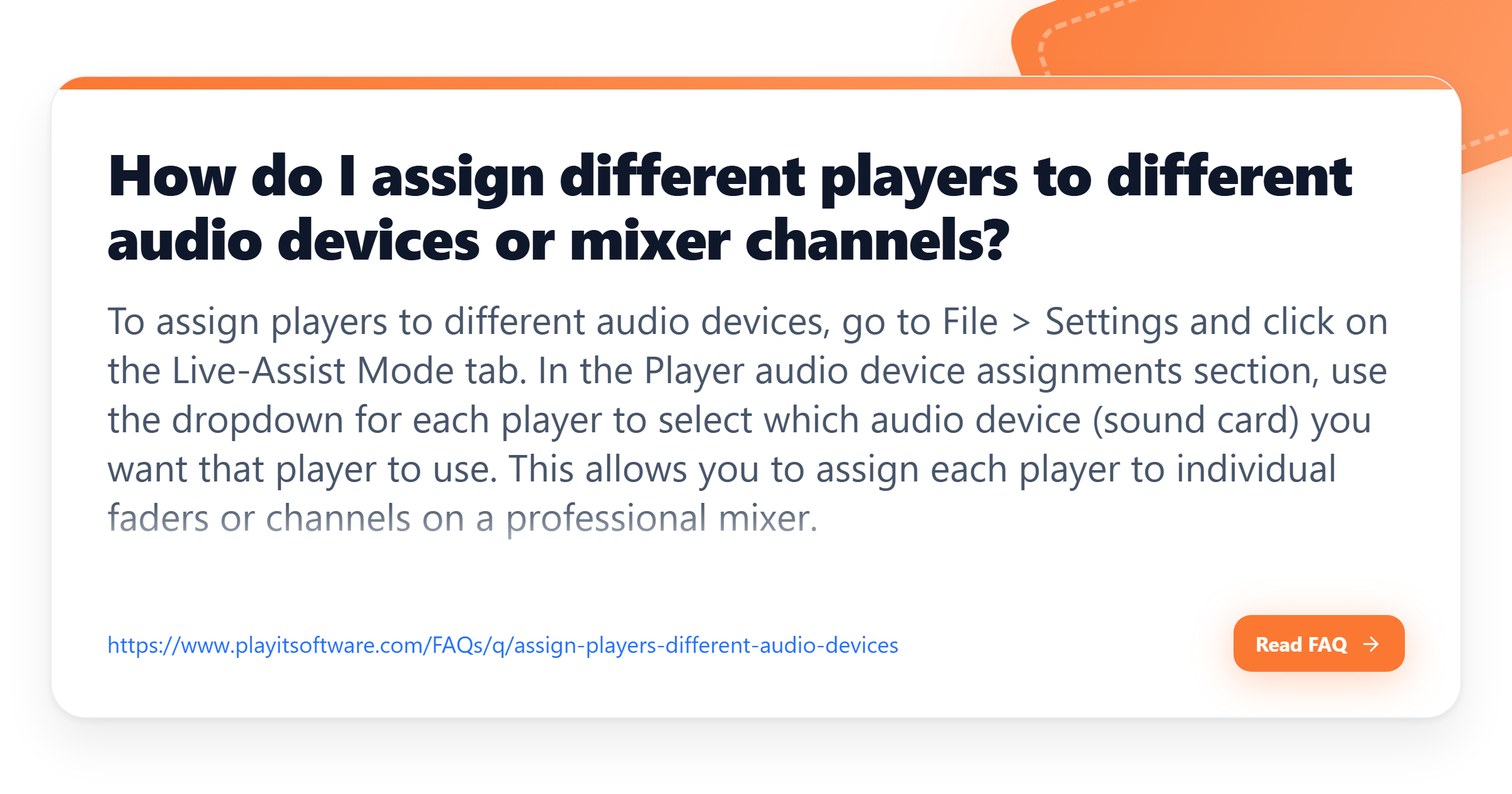 How do I assign different players to different audio devices or mixer channels? - PlayIt Software