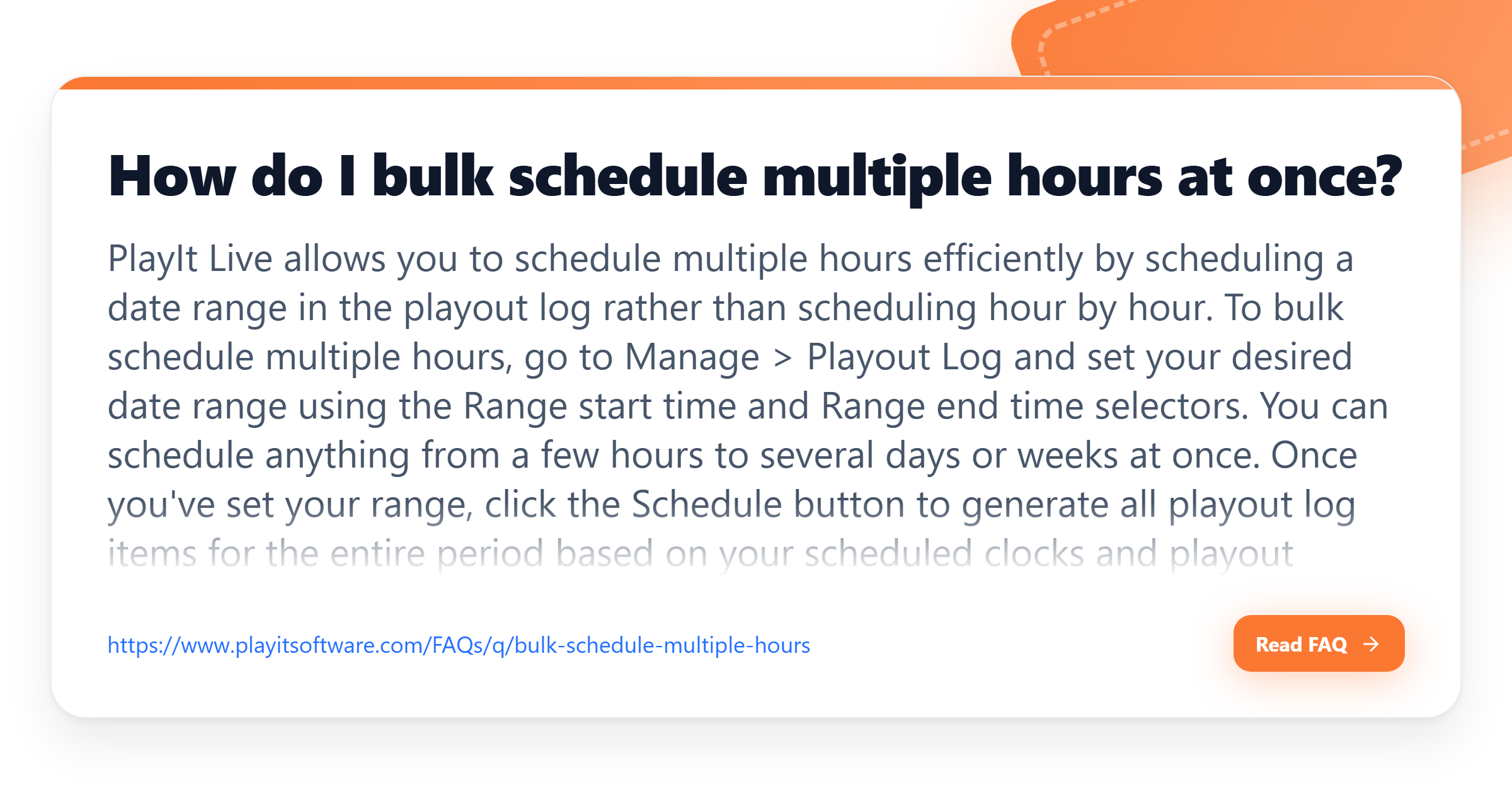 How do I bulk schedule multiple hours at once? - PlayIt Software