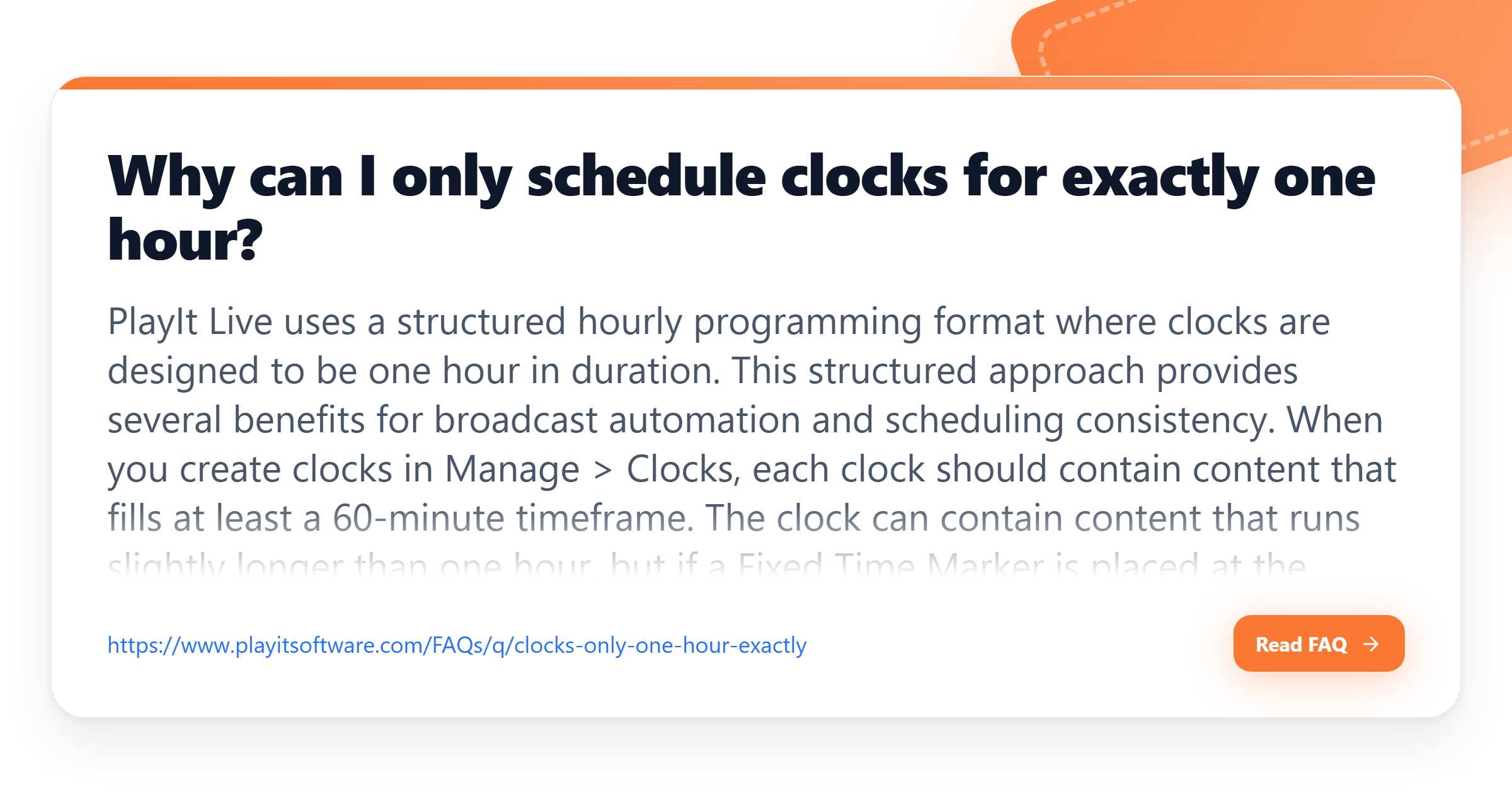 Why can I only schedule clocks for exactly one hour? - PlayIt Software