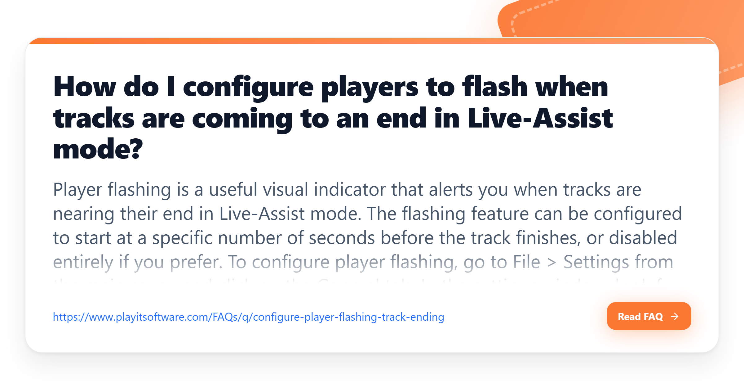 How do I configure players to flash when tracks are coming to an end in Live-Assist mode ...