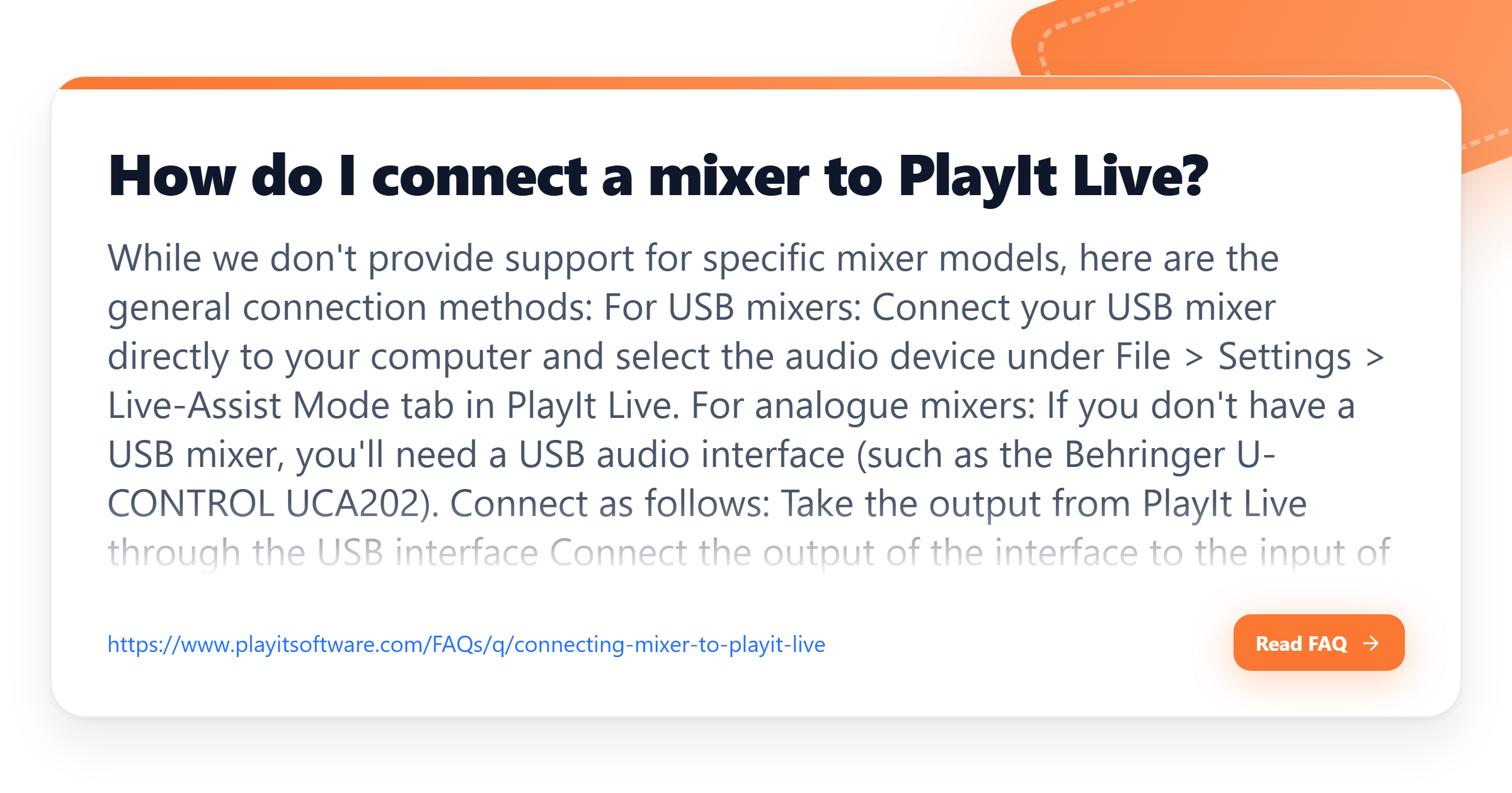 How do I connect a mixer to PlayIt Live? - PlayIt Software
