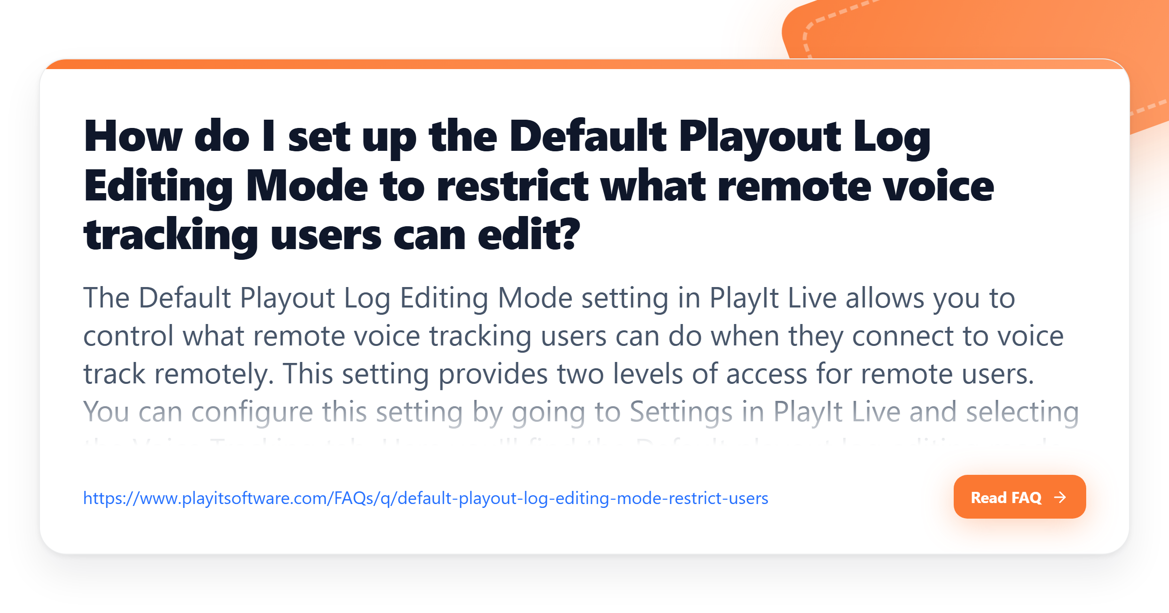 How do I set up the Default Playout Log Editing Mode to restrict what ...