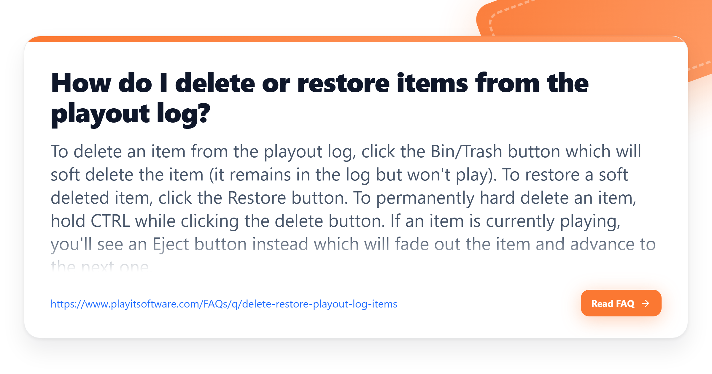 How do I delete or restore items from the playout log? - PlayIt Software