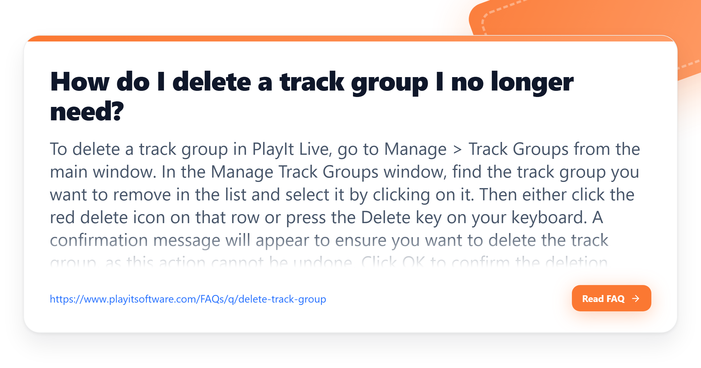 How do I delete a track group I no longer need? - PlayIt Software
