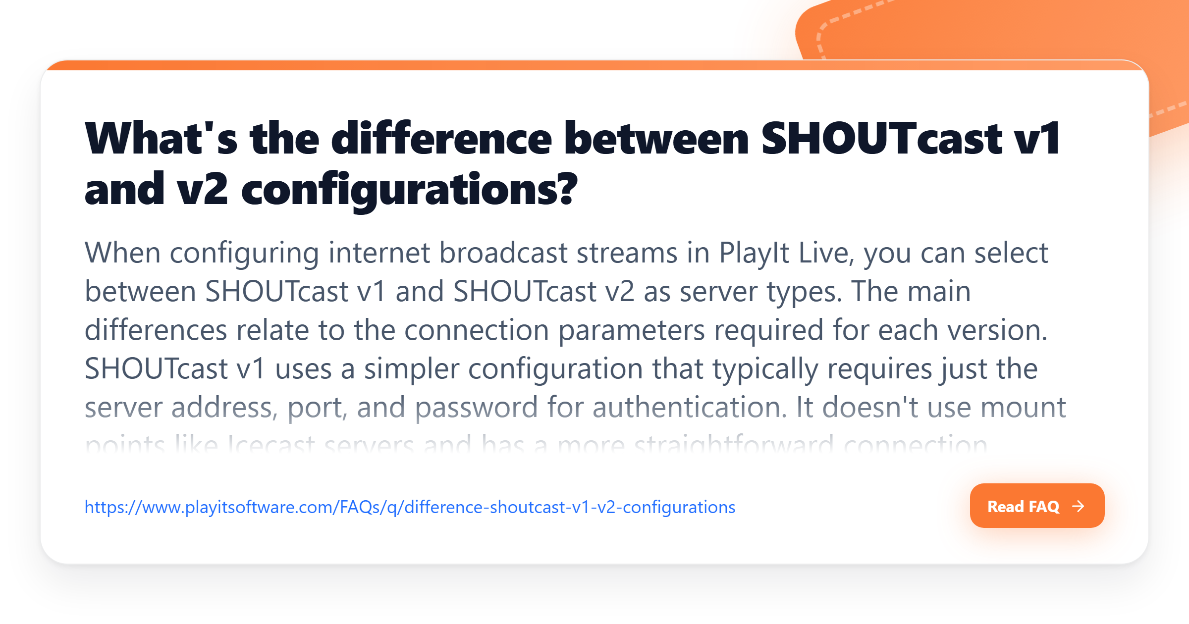 What's the difference between SHOUTcast v1 and v2 configurations ...