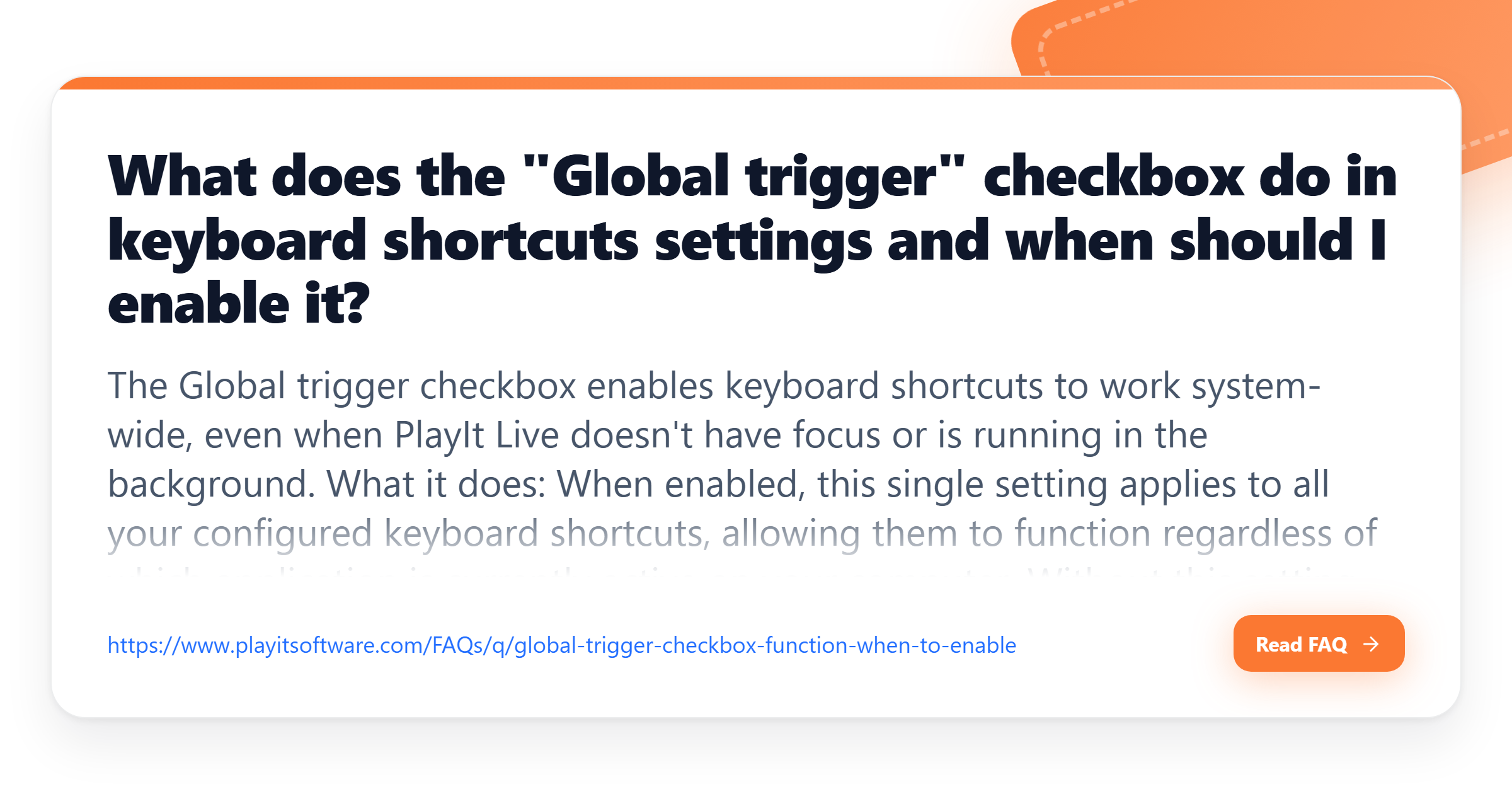 What does the "Global trigger" checkbox do in keyboard shortcuts ...