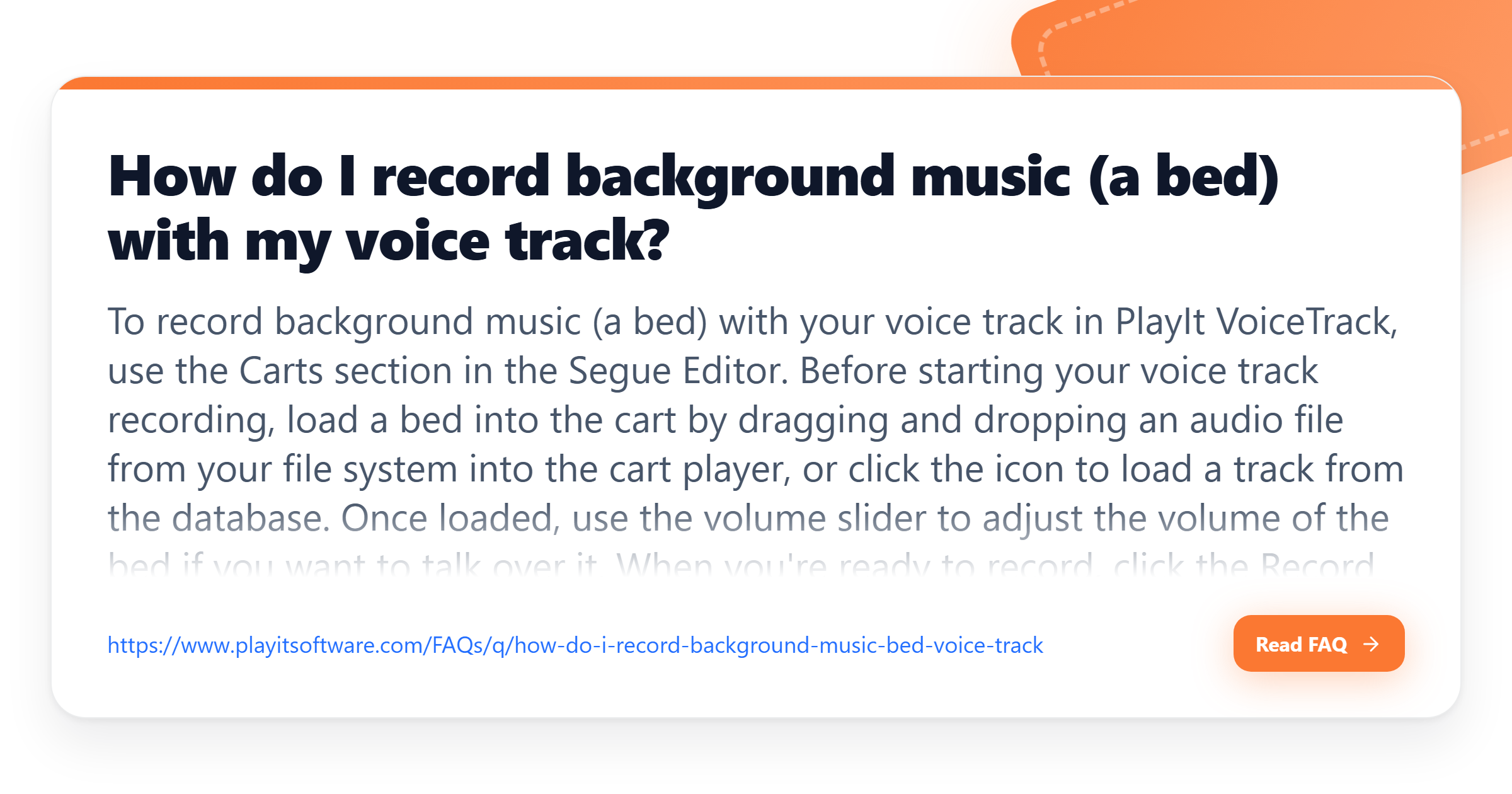 How do I record background music (a bed) with my voice track? - PlayIt ...
