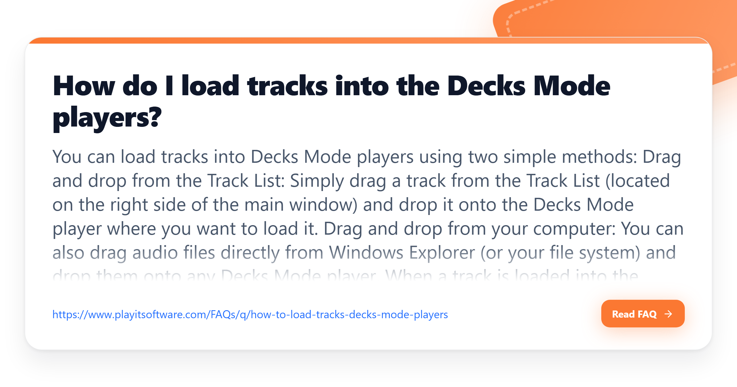 How do I load tracks into the Decks Mode players? - PlayIt Software