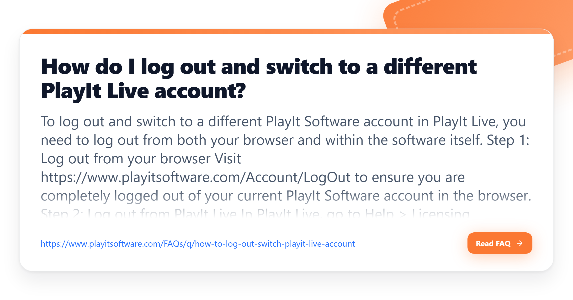 How do I log out and switch to a different PlayIt Live account ...