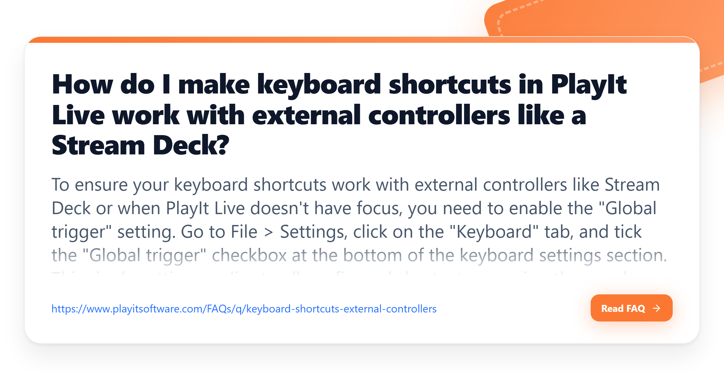 How do I make keyboard shortcuts in PlayIt Live work with external ...