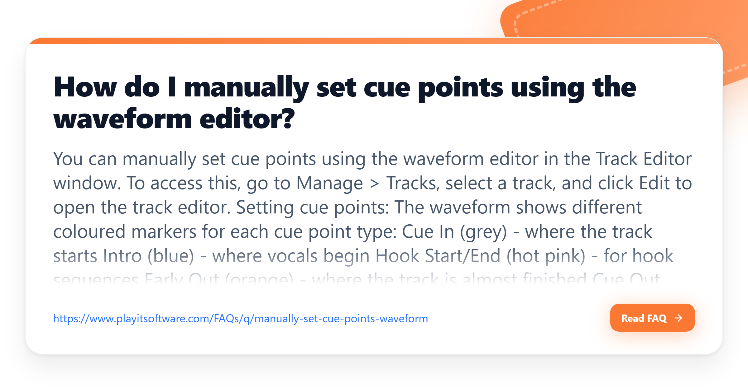 How do I manually set cue points using the waveform editor? - PlayIt ...