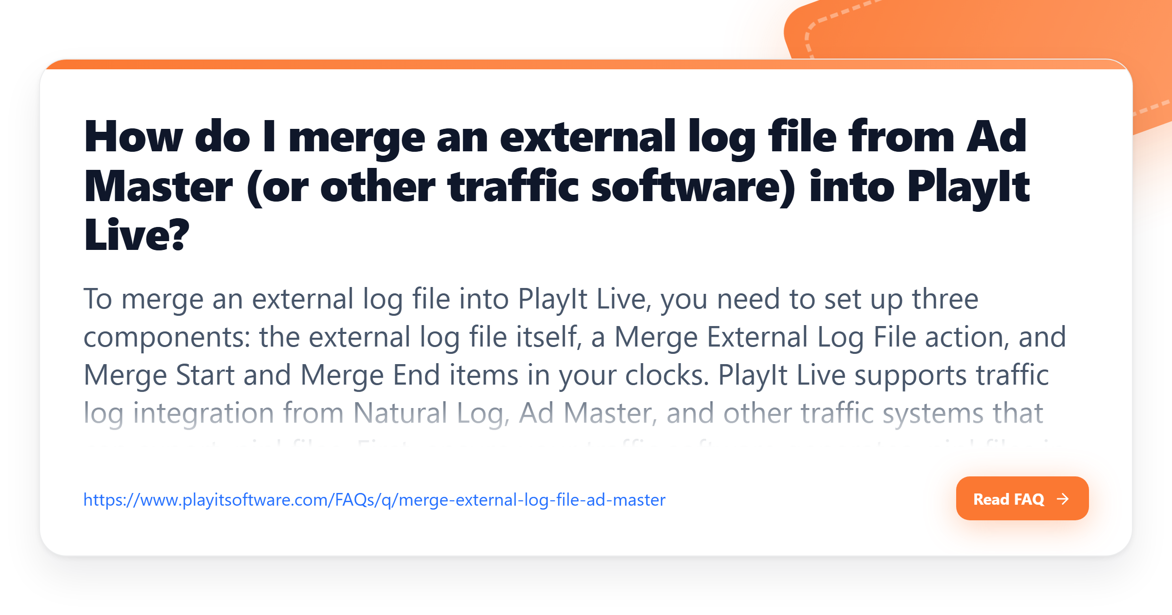 How do I merge an external log file from Ad Master (or other traffic ...