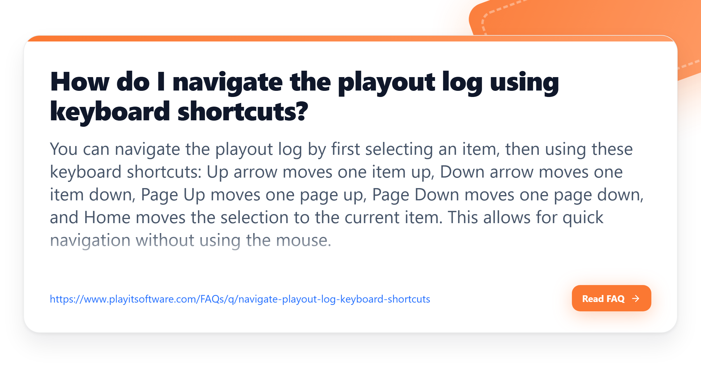 How do I navigate the playout log using keyboard shortcuts? - PlayIt ...