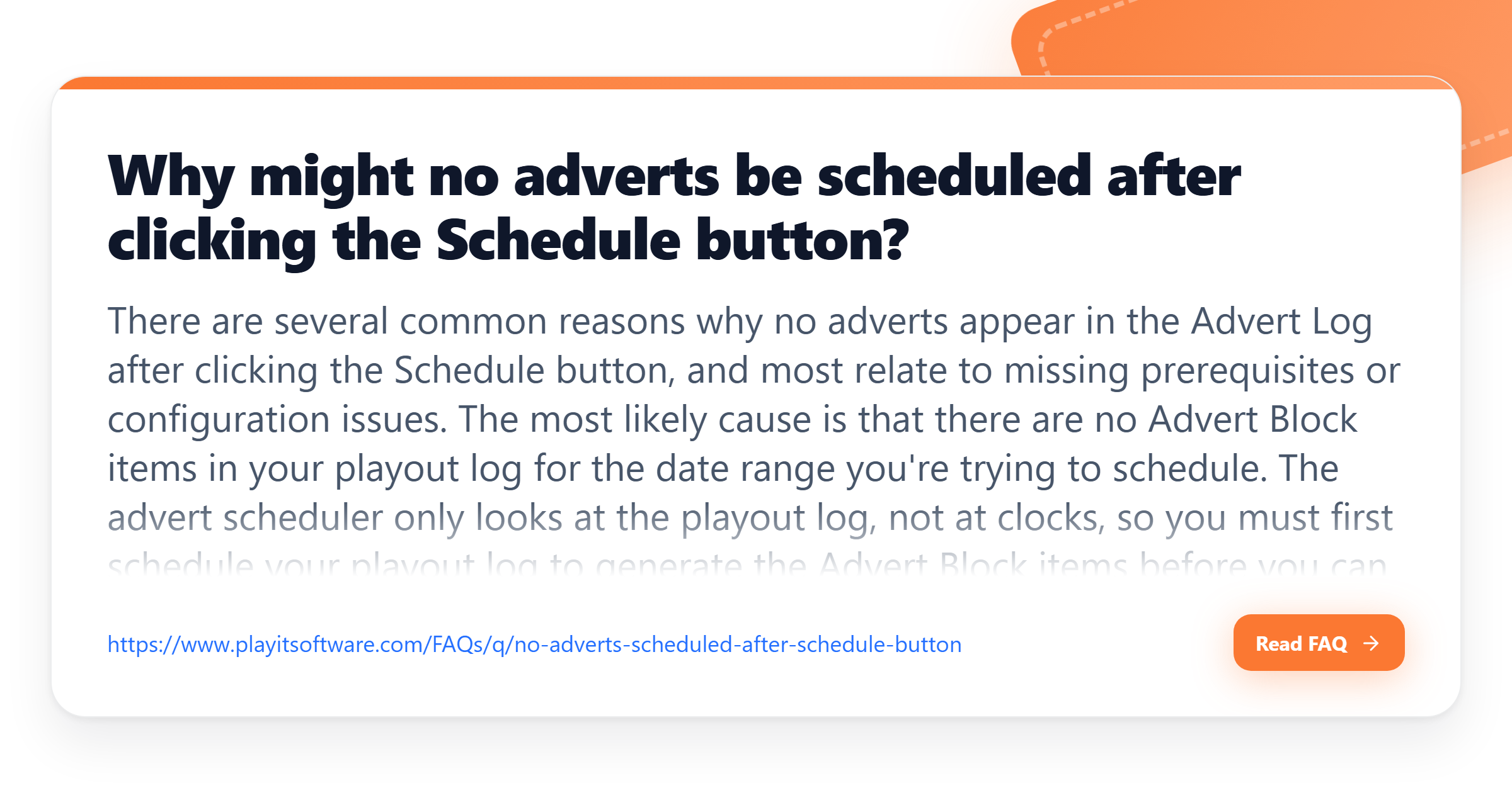 Why might no adverts be scheduled after clicking the Schedule button ...