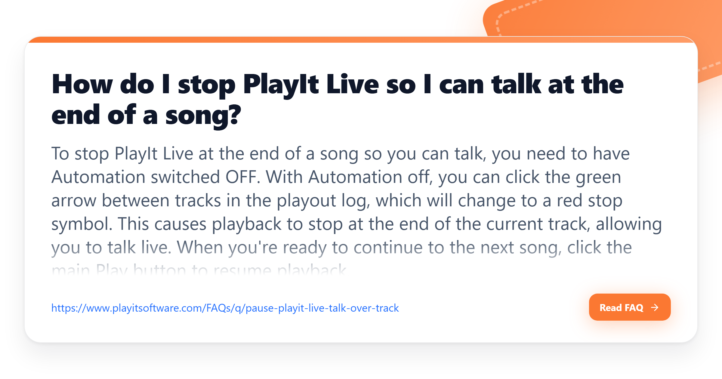 How do I stop PlayIt Live so I can talk at the end of a song? - PlayIt ...