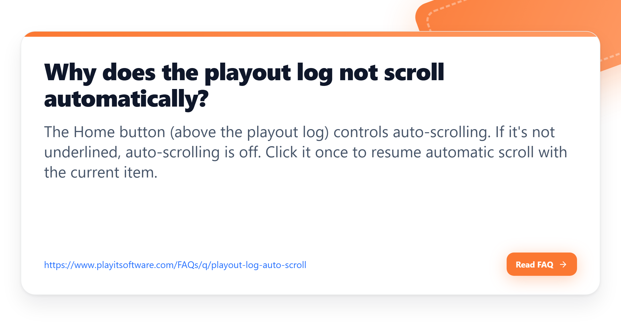 Why does the playout log not scroll automatically? - PlayIt Software