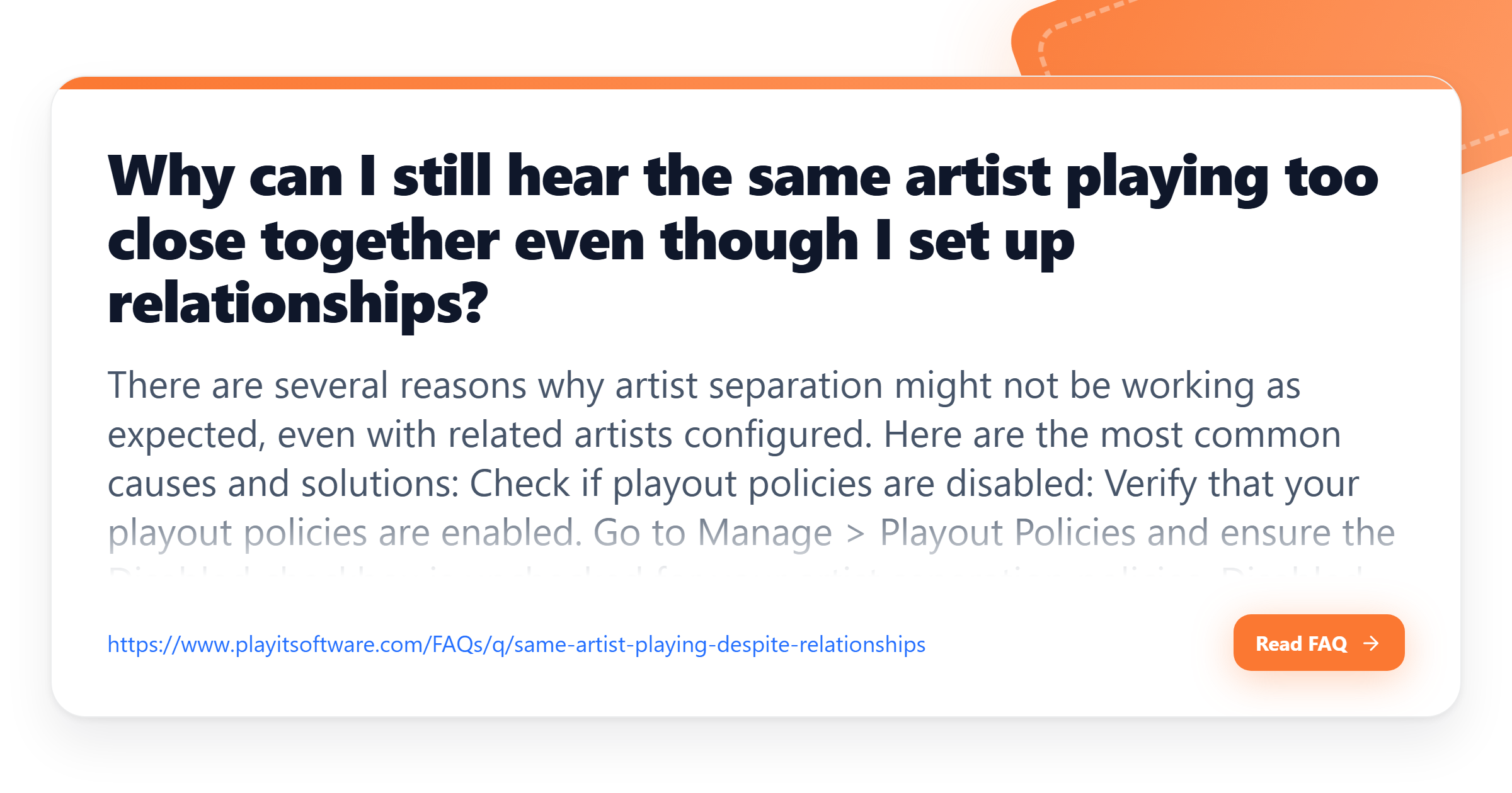 Why can I still hear the same artist playing too close together even ...