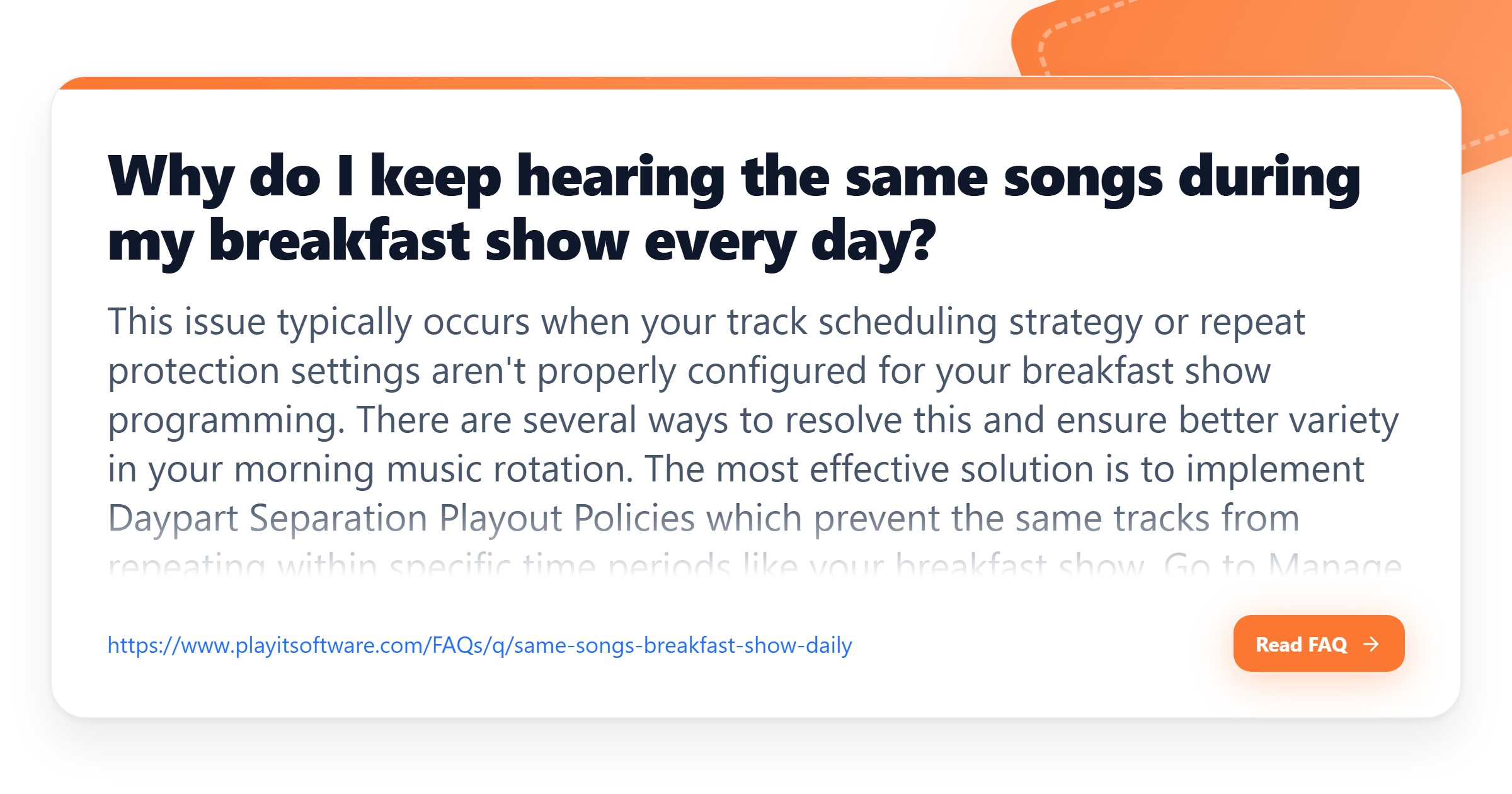 Why do I keep hearing the same songs during my breakfast show every day ...
