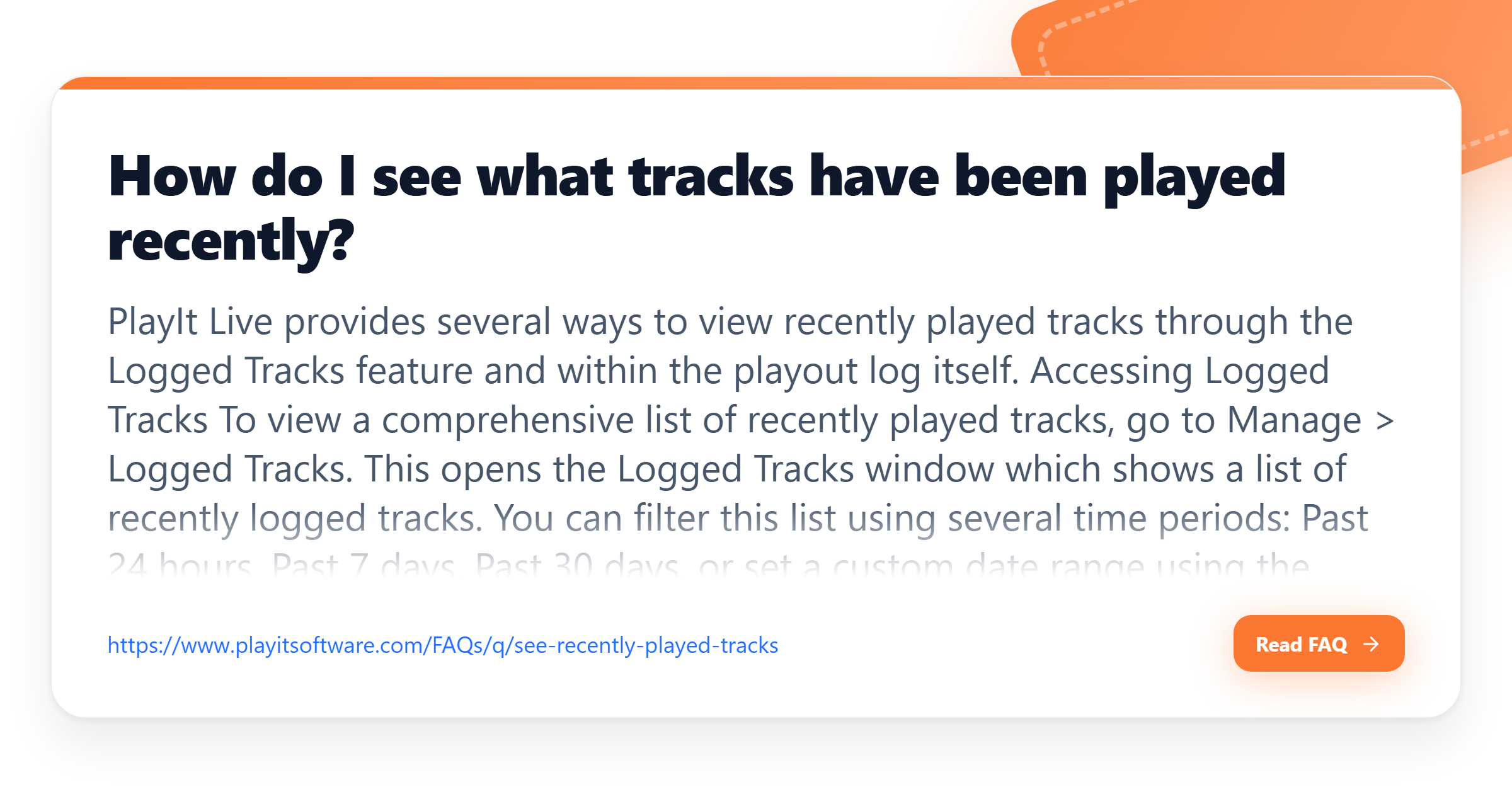 How do I see what tracks have been played recently? - PlayIt Software