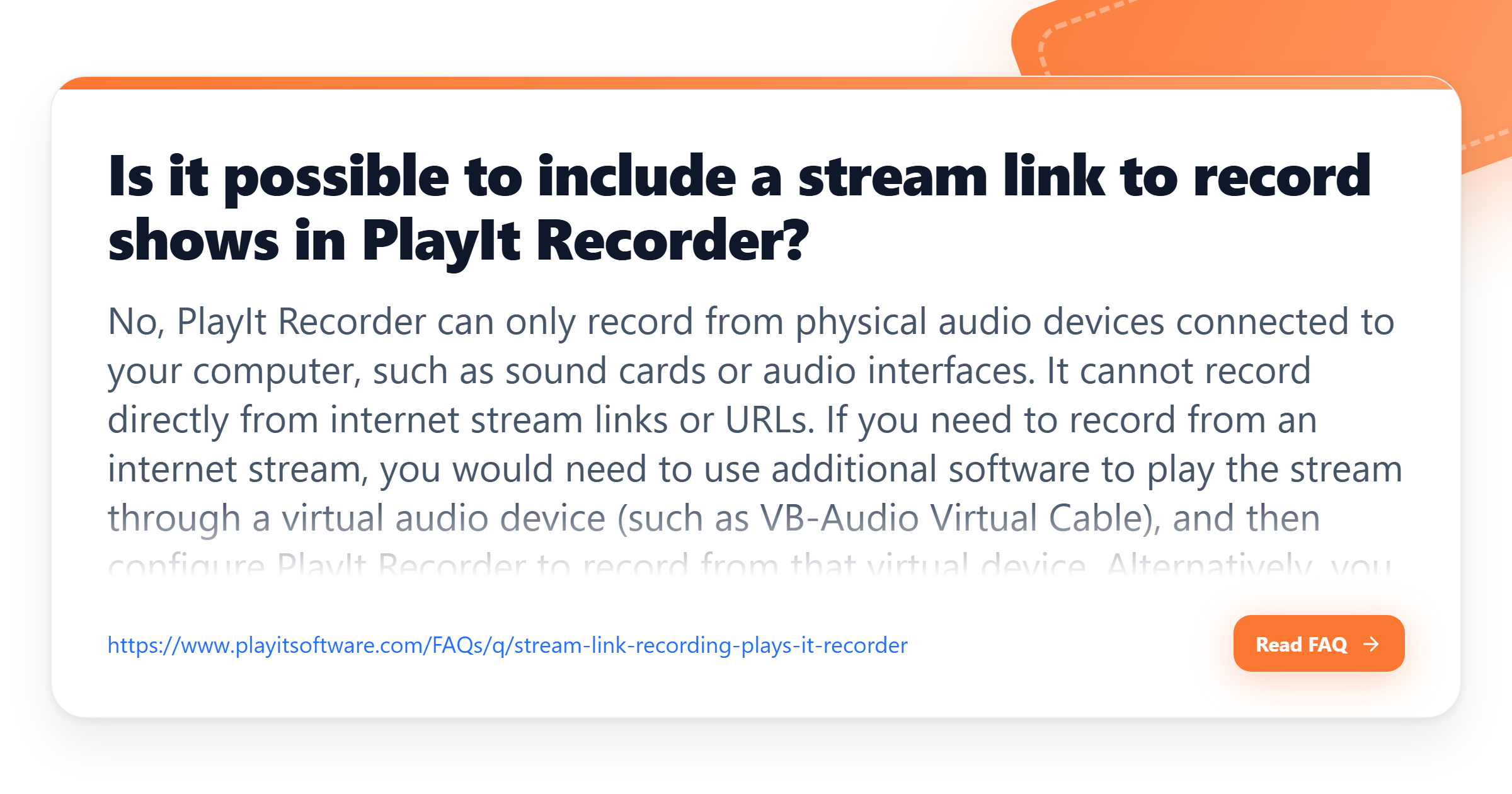Is it possible to include a stream link to record shows in PlayIt ...