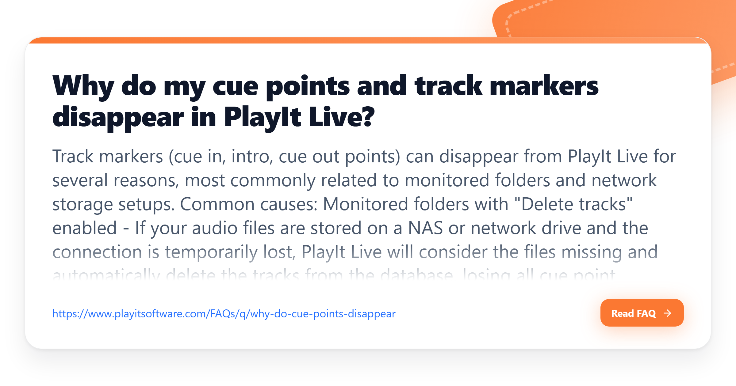 Why do my cue points and track markers disappear in PlayIt Live ...